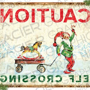 Country Christmas Elf Crossing Primitive Sign Digital Download Country ...