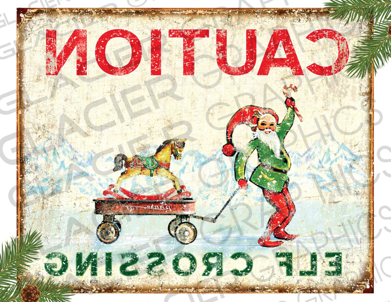 Country Christmas Elf Crossing Primitive Sign Digital Download Country ...