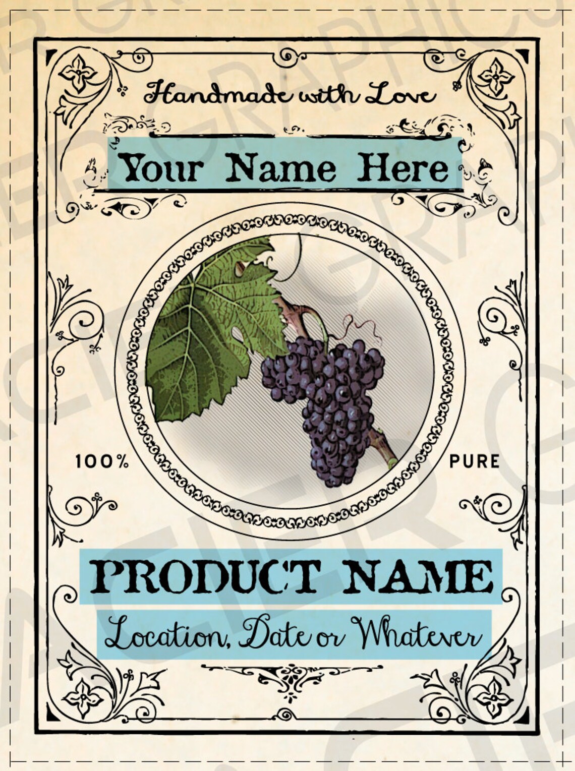 Grape Jar Label Grape Jelly Label Grape Canning EDITABLE Digital ...
