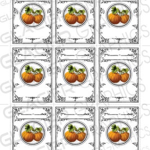 Pumpkin Butter Labels Vintage Pumpkin Tags Pumpkin Gift Labels Digital ...
