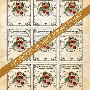 Raspberry Label Red Raspberry Jam Label Vintage Raspberry Canning Tags ...