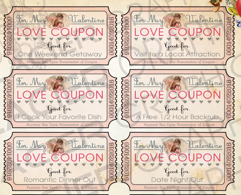 Valentine Love Coupons Last Minute Valentine Gift for Her | Etsy