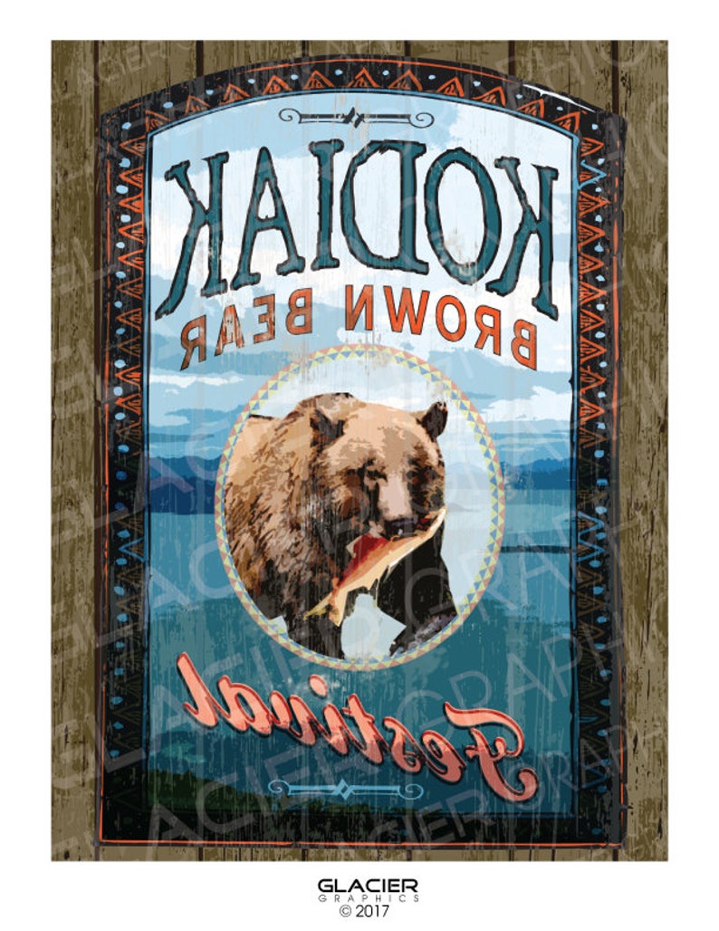 Digital Download Kodiak Brown Bear Festival Poster Alaska Country ...