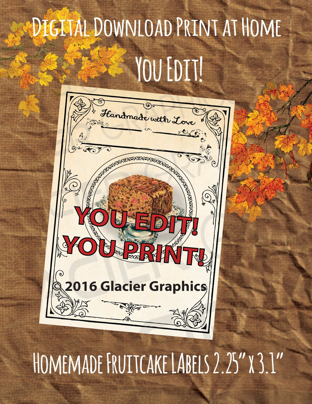 JPG Image 9 Homemade Fruitcake Labels Editable Gift Tags Fruitcake ...