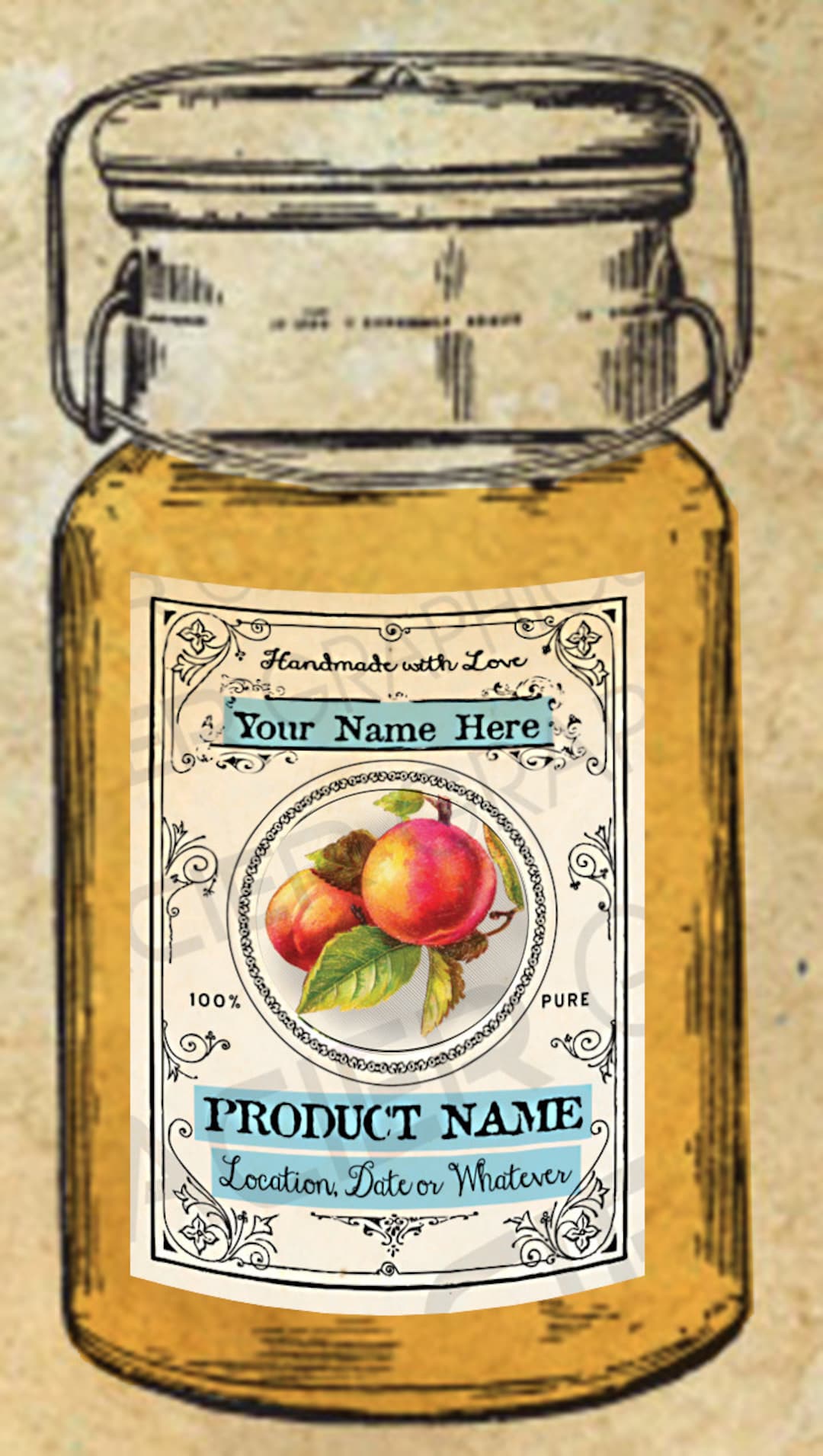 Editable Peaches Label Peaches Jam Label Peach Canning Tags EDITABLE ...