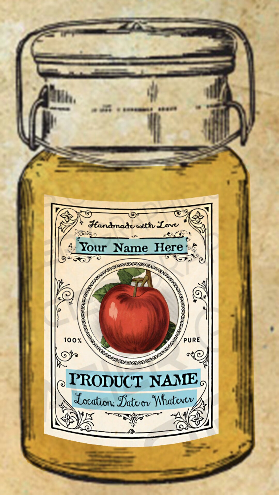 Apple Label Apple Jam Label Applesauce Canning Labels Download EDITABLE ...