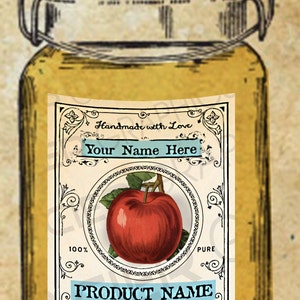 Apple Label Apple Jam Label Applesauce Canning Labels Download EDITABLE ...