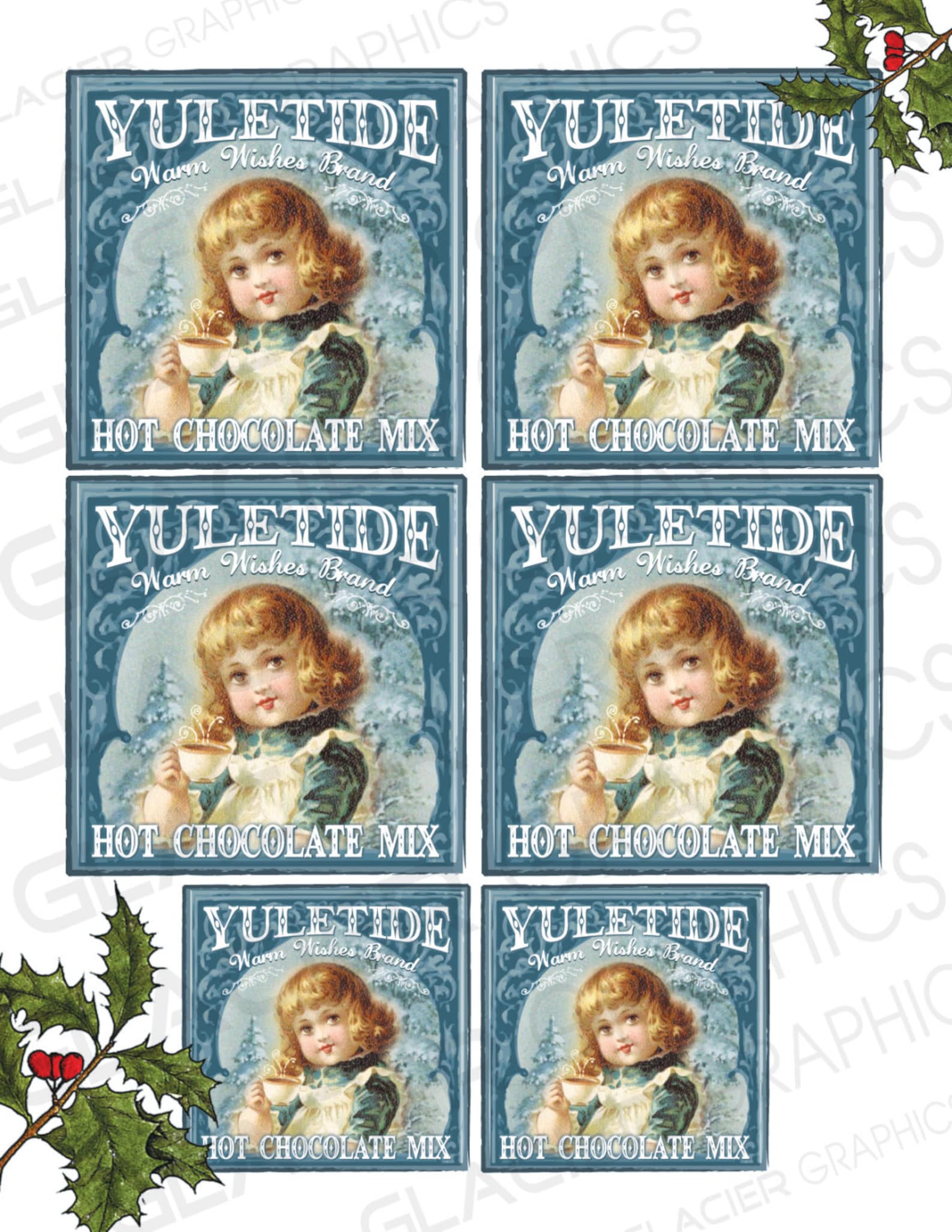 Christmas Cocoa Label Hot Chocolate Gift Tag Instant Digital | Etsy