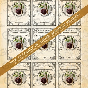 Plum Label Plums Jam Label Plum Canning Labels Download EDITABLE ...