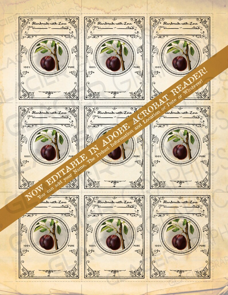 Plum Label Plums Jam Label Plum Canning Labels Download - Etsy