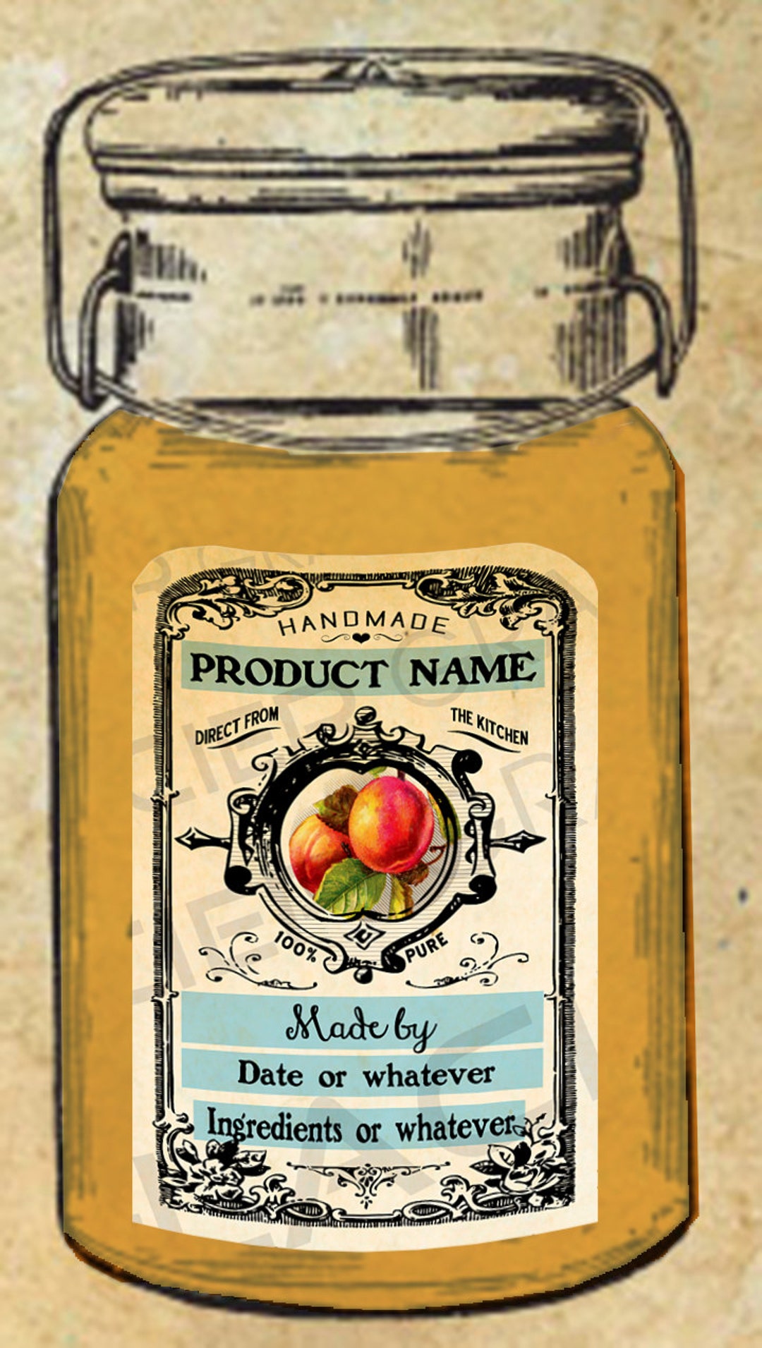 Peaches Label Peaches Jam Label Peach Canning Labels Download EDITABLE ...