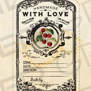Red Raspberries Jam Label Raspberries Apothecary Gift Tags Bottle Label ...