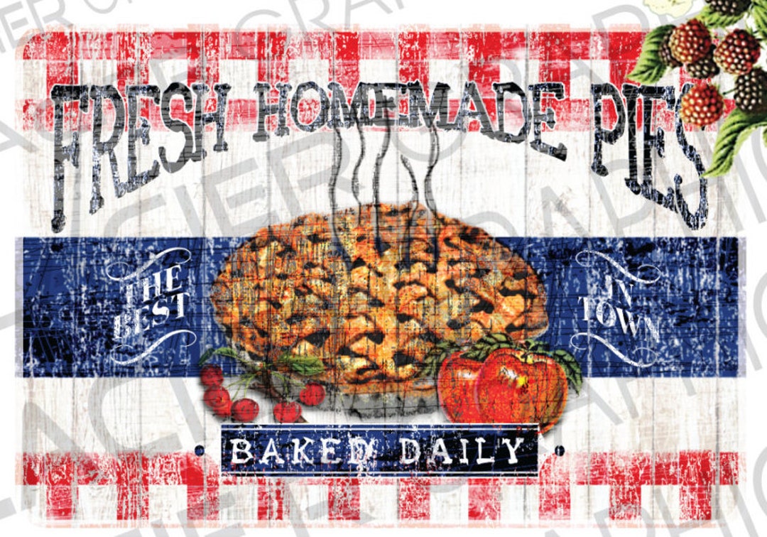 Country Farm Style Homemade Apple Pies Sign Prim Labels Digital ...