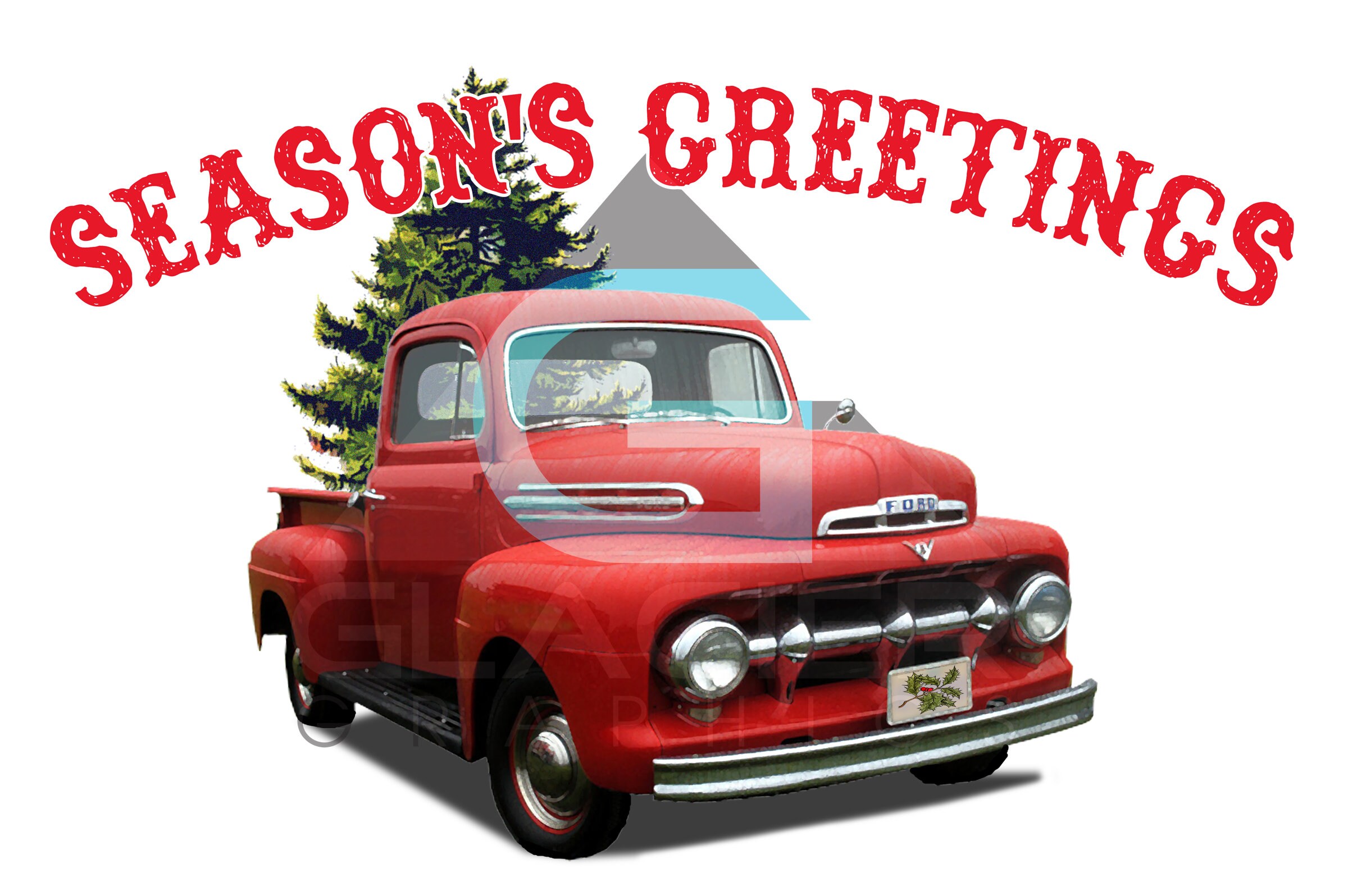 Vintage Red Truck & Christmas Tree Farm Season's Greetings - Etsy