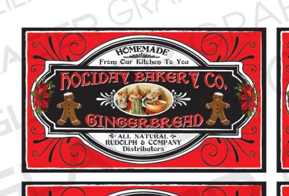 Gingerbread Christmas Label Christmas Printable Digital Download DIY ...
