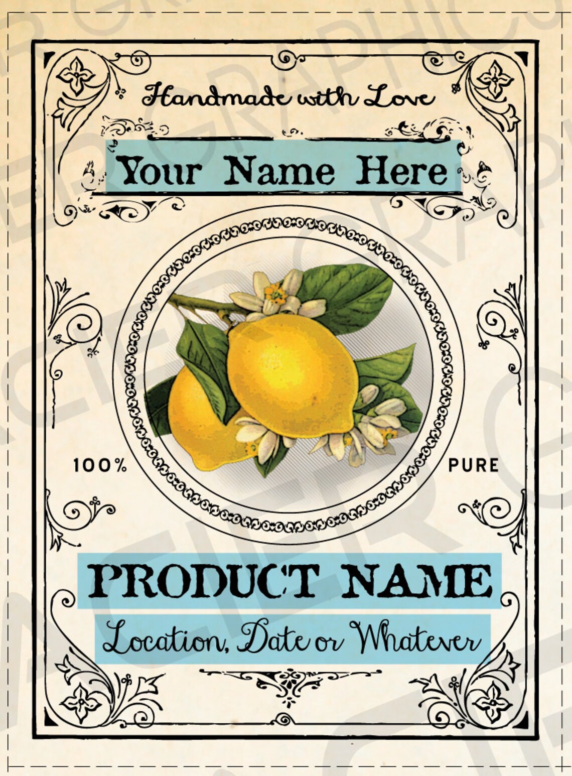 Limoncello Bottle Label Custom Limoncello Label Lemon Tags Lemon ...