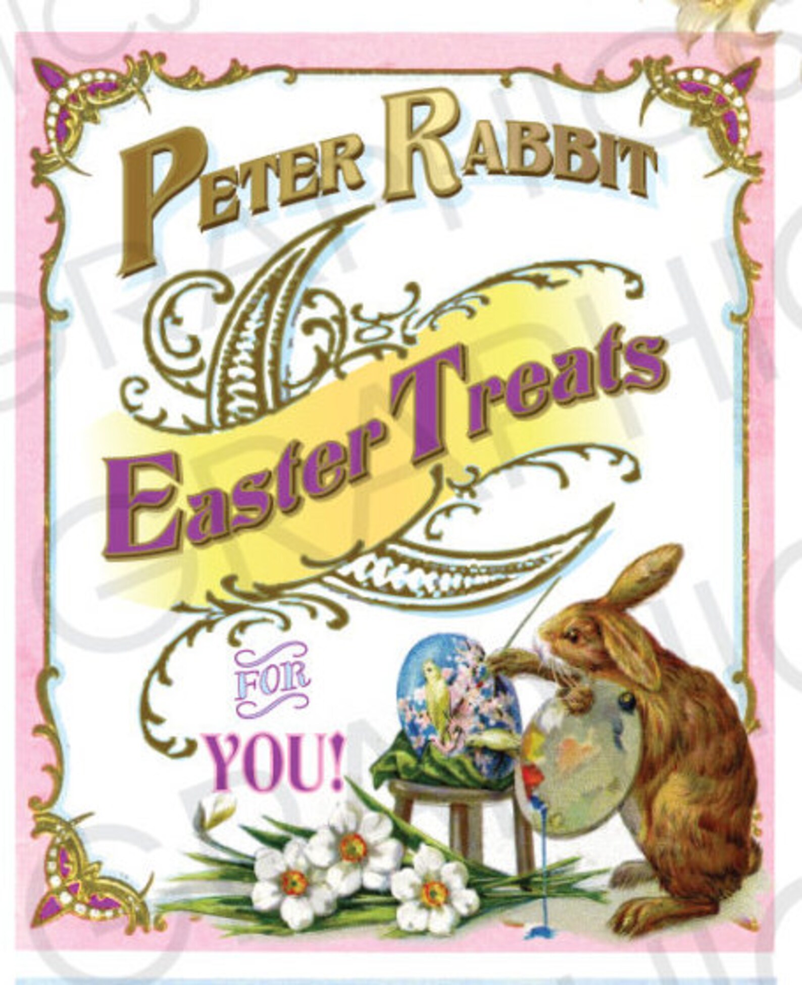 Easter Treats Label Printable Vintage Digital Download Scrapbook Easter ...