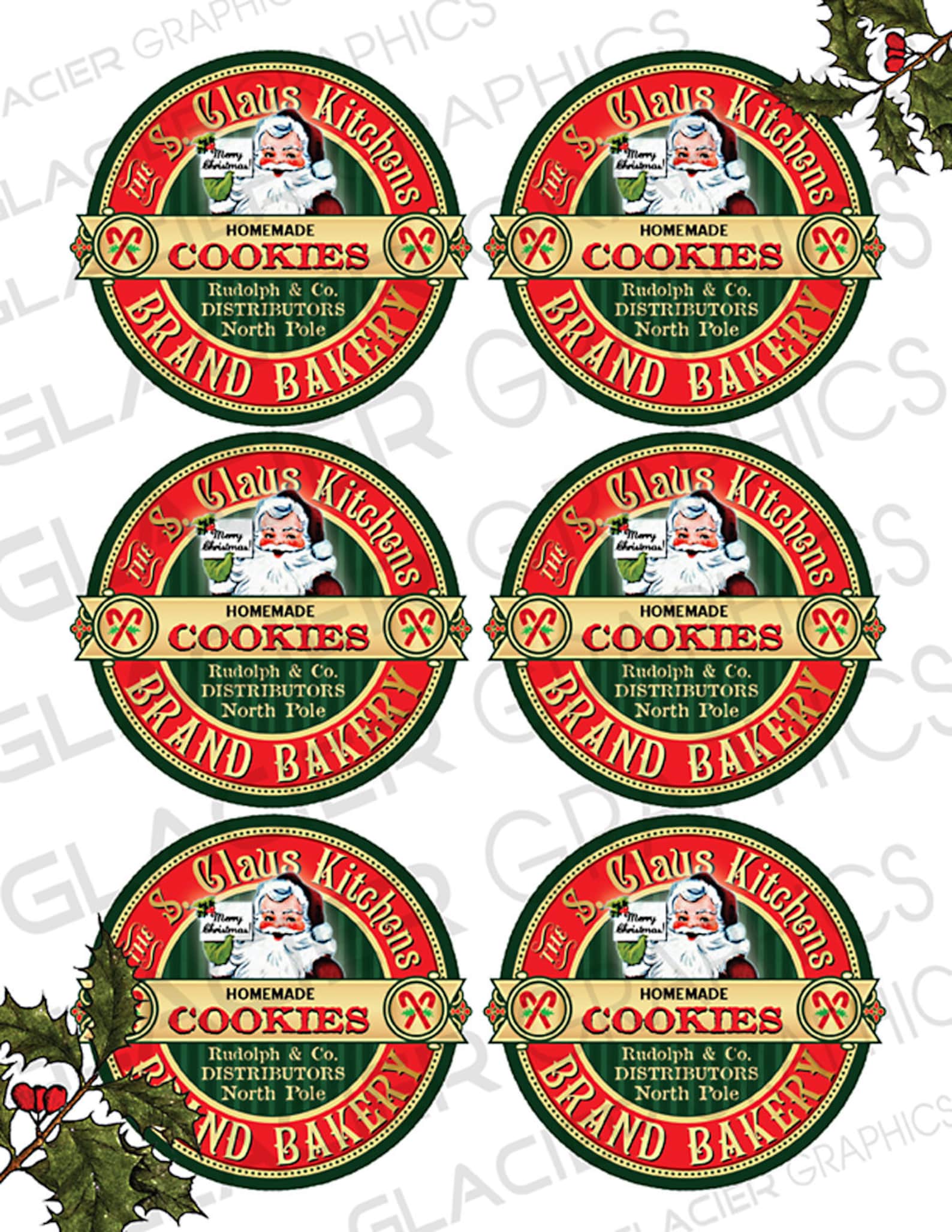 Vintage Christmas Cookies Label Christmas Printable Image | Etsy