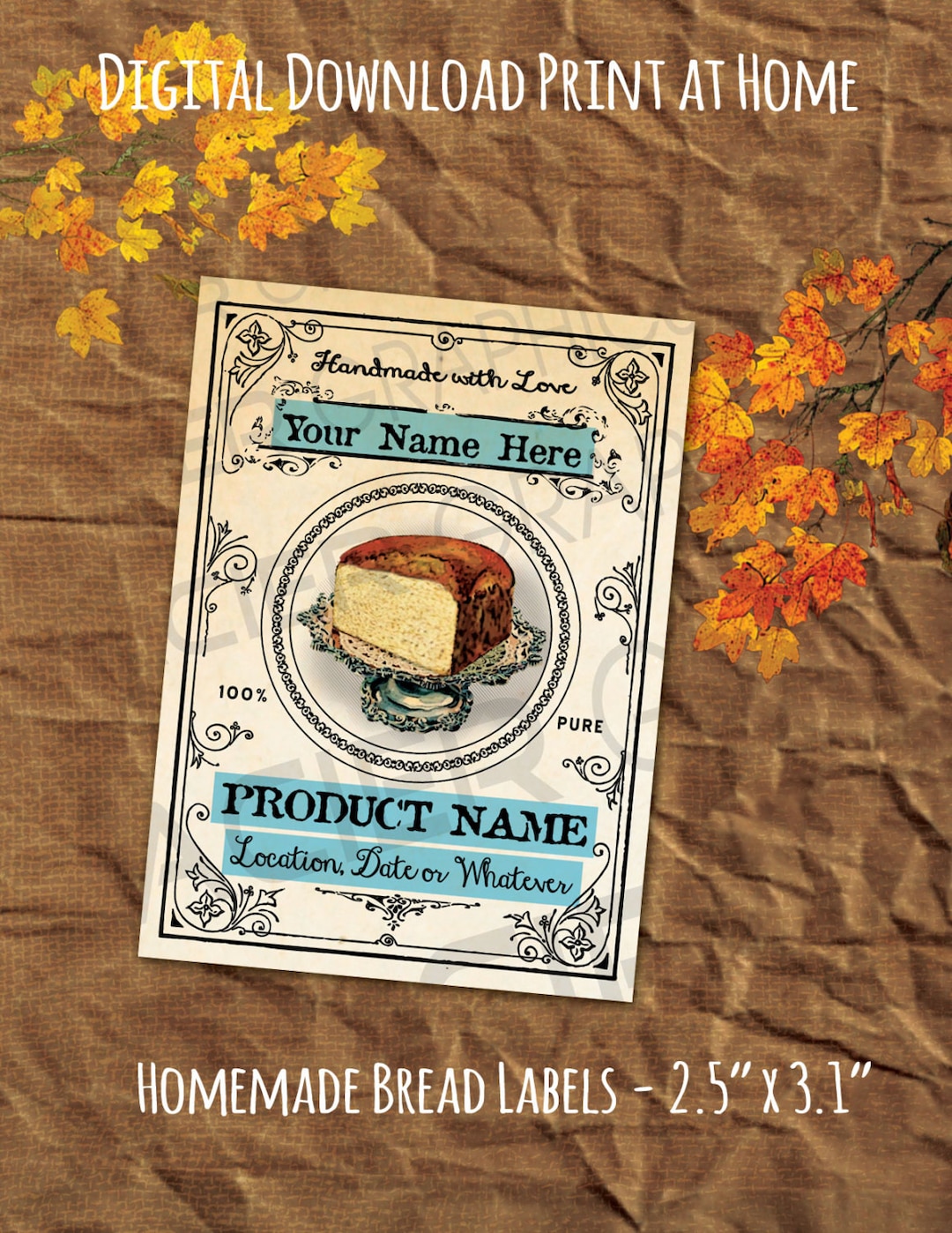 Homemade Bread Label Editable Gift Tags Bread Label Baking Labels ...