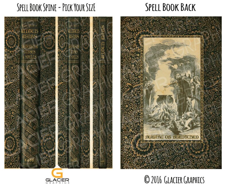 Vintage Spell Bookcover Halloween Witch Curses & Spells Digital ...