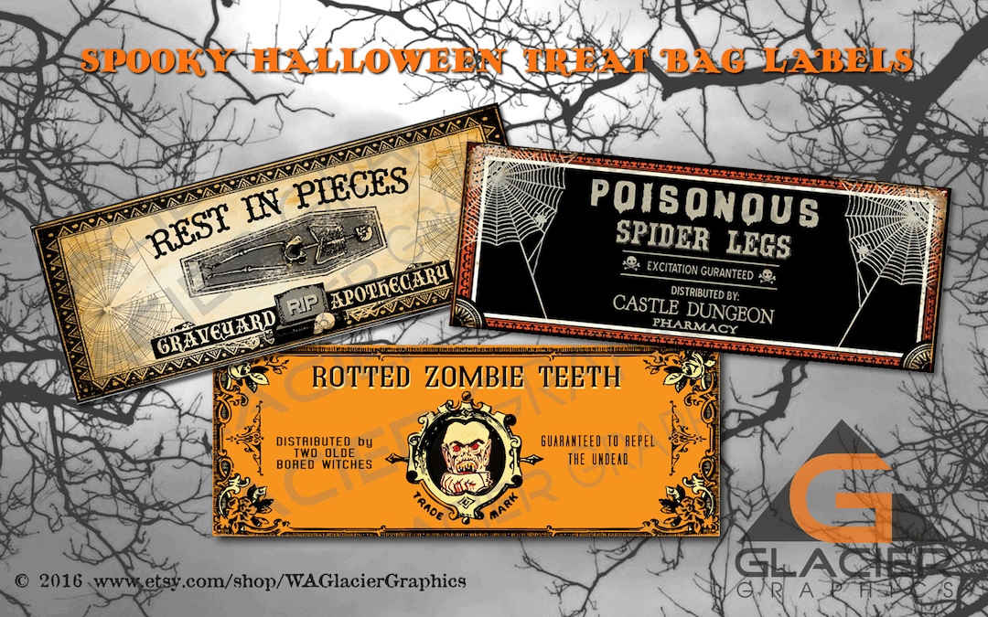 Halloween Candy Labels, Halloween Treat Bag Toppers, Halloween Favor ...