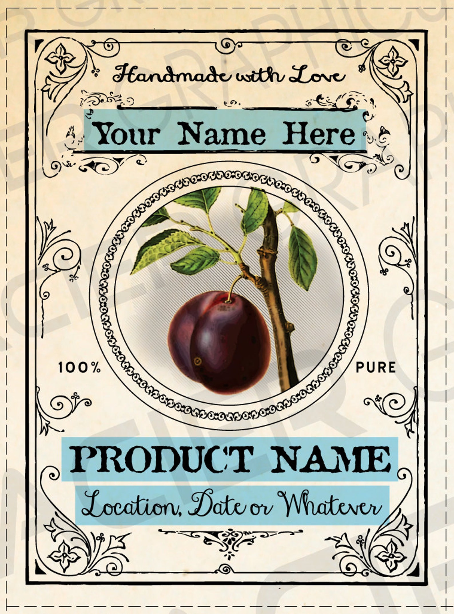 Plum Label Plums Jam Label Plum Canning Labels Download - Etsy
