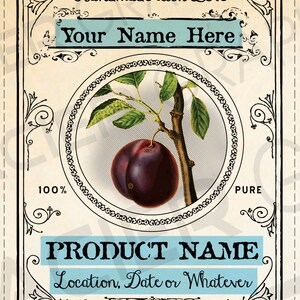 Plum Label Plums Jam Label Plum Canning Labels Download EDITABLE ...