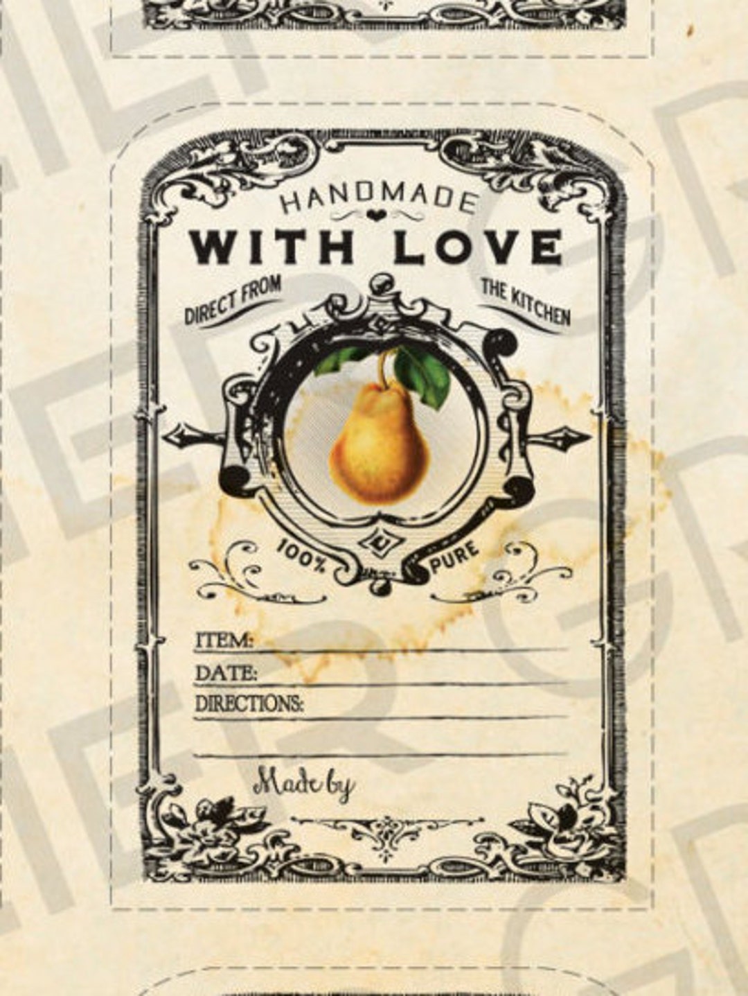 DIGITAL Pears Jam Label Pears Apothecary Gift Tags Bottle Label Pear ...