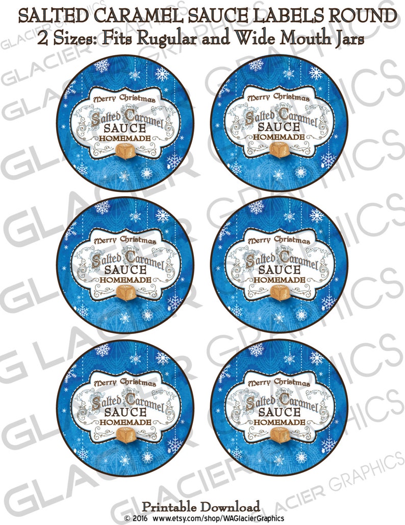 Christmas Homemade Salted Caramel Sauce Label Round Circle | Etsy