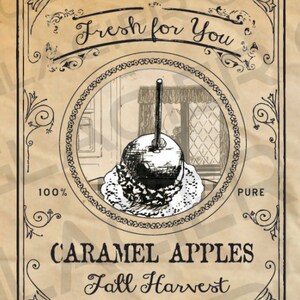 Caramel Apple Labels, Thanksgiving Fall Digital Download Rustic Style ...
