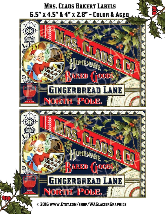 Christmas Printable Vintage Christmas Bakery Labels Digital | Etsy