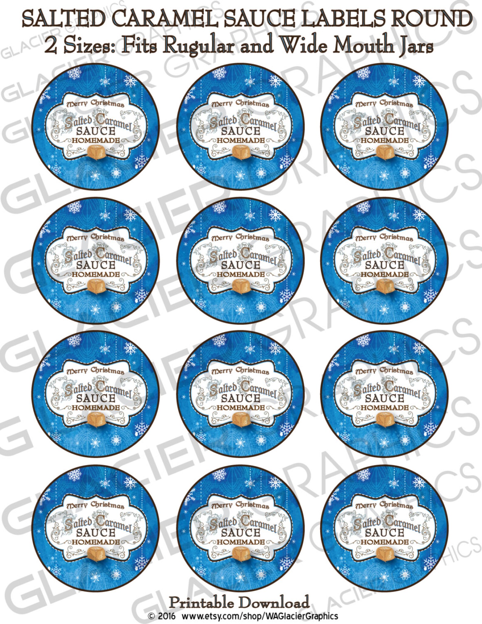 Christmas Homemade Salted Caramel Sauce Label Round Circle | Etsy