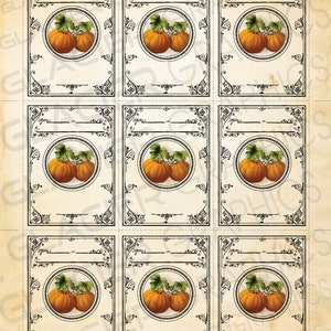 Pumpkin Butter Labels Vintage Pumpkin Tags Pumpkin Gift Labels Digital ...