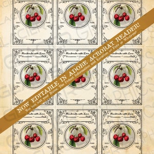DIY Cherries Label Cherry Pie Filling Label Cherry Canning Label ...