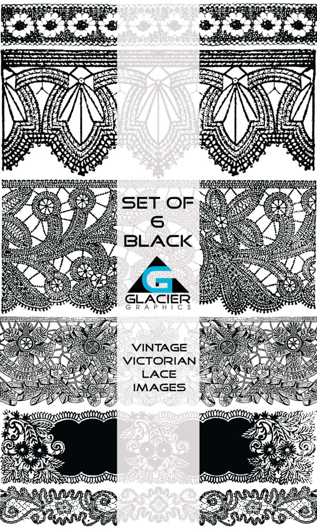 Rustic Victorian Lace Illustrations PNG Files Die Cut Lace 6 Vintage ...