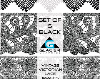 6 Vintage Victorian Lace Illustrations White Copyright Free | Etsy