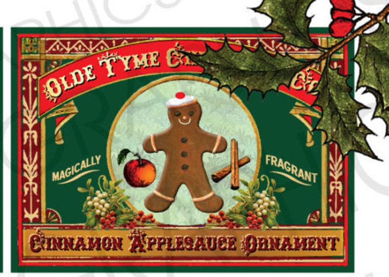 Printable Gingerbread Labels Ornament Tags Cinnamon Applesauce Digital ...
