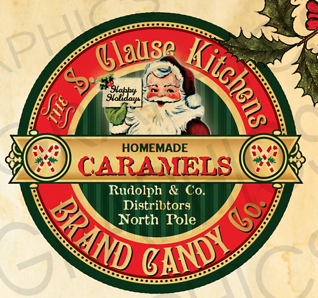 Vintage Christmas Caramels Label Christmas Printable Image Vintage ...