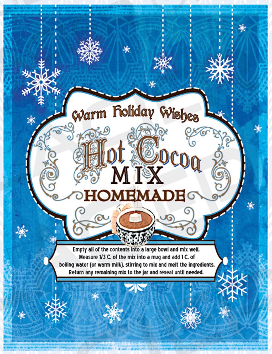 DIY Christmas Hot Cocoa Mix Label Chocolate Mix Tag Digital - Etsy