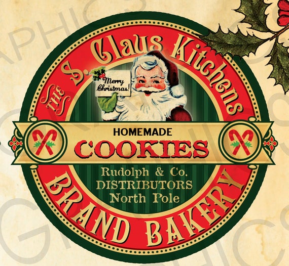 Vintage Christmas Cookies Label Christmas Printable Image | Etsy