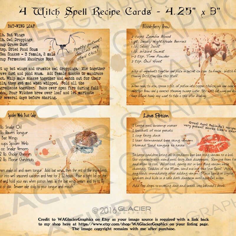 Halloween Recipe Cards - Etsy