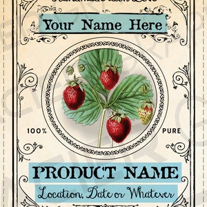 Strawberry Label Strawberries Canning Label Download Strawberry Tags ...