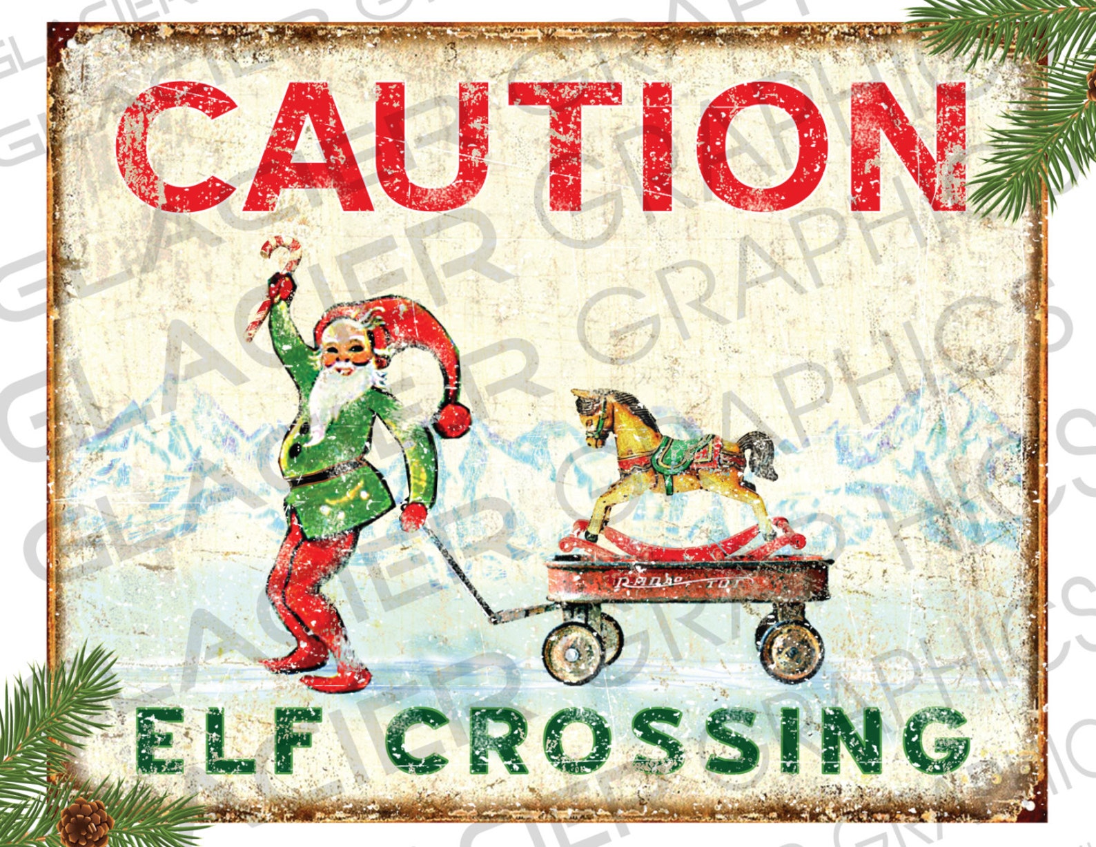 Country Christmas Elf Crossing Primitive Sign Digital Download | Etsy