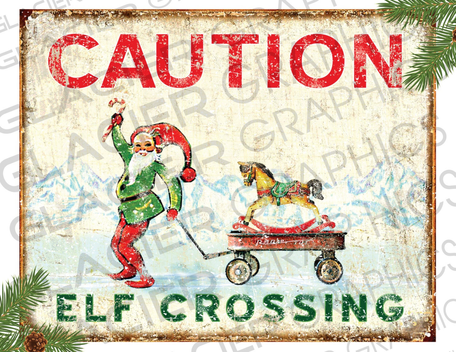 Country Christmas Elf Crossing Primitive Sign Digital Download | Etsy