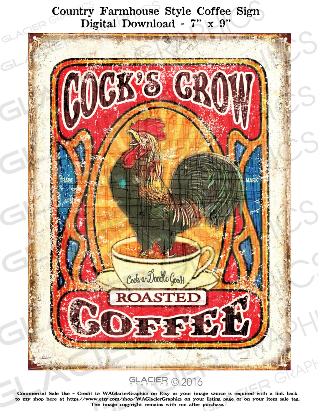Vintage Coffee Sign Print Digital Download Country Farmhouse Printable ...