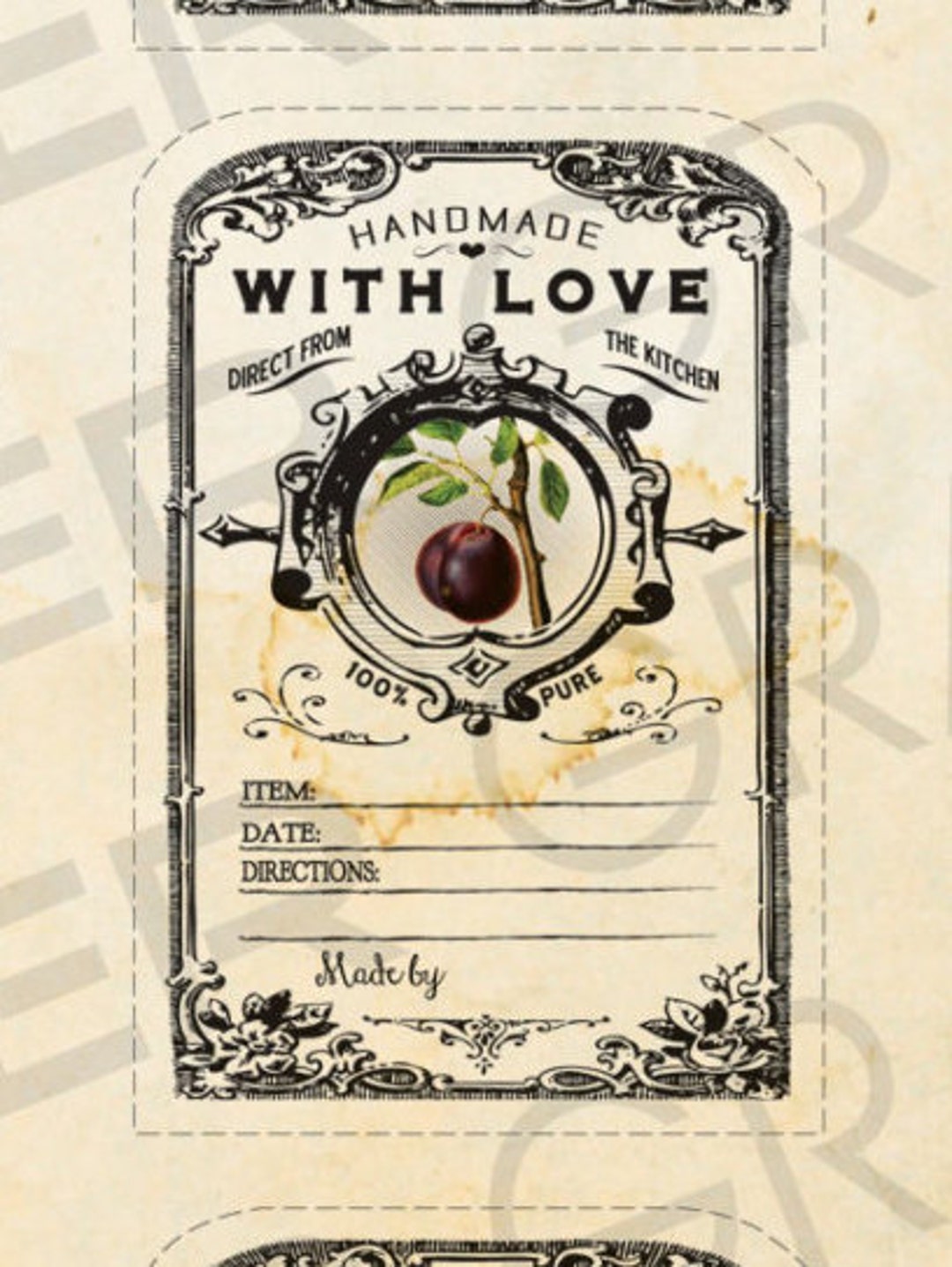 Plum Jam Label Plum Apothecary Gift Tags Bottle Label Plum Jam Labels ...