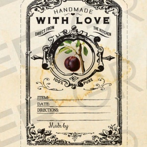 Plum Jam Label Plum Apothecary Gift Tags Bottle Label Plum Jam Labels ...
