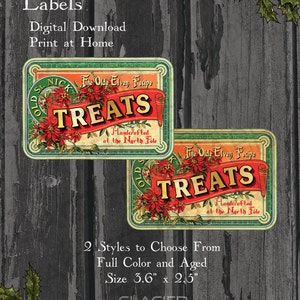 Vintage Christmas Candy Label Tag Vintage Old St. Nick Brand Tag Elven ...