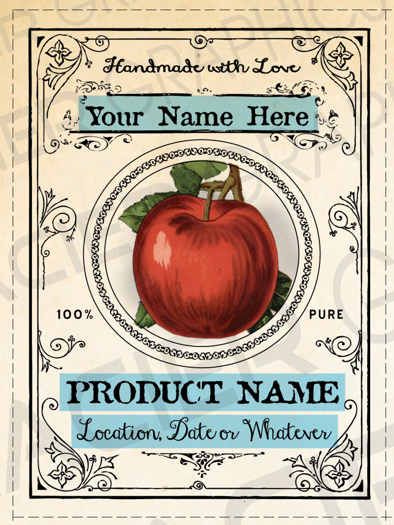 Vintage Apple Canning Labels, Editable Gift Tags (digital Download) - Etsy