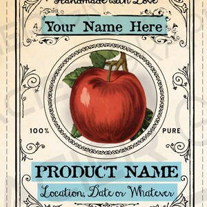 Apple Label Apple Jam Label Applesauce Canning Labels Download EDITABLE ...